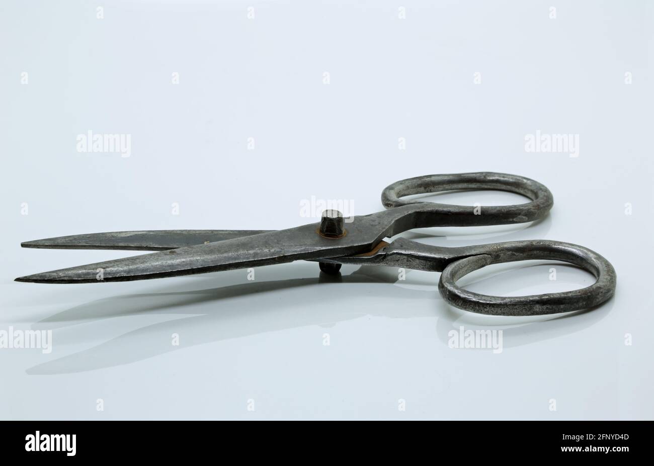 Old blacksmith forged scissors isolated on white background Stock Photo ...