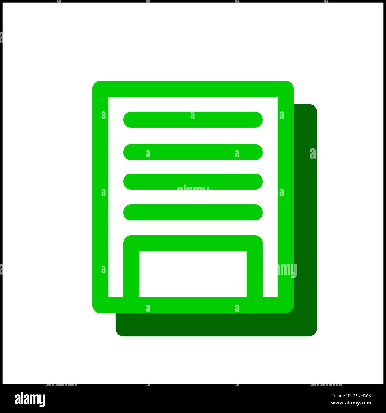Standard building icon in flat design with green color and drop shadow ...