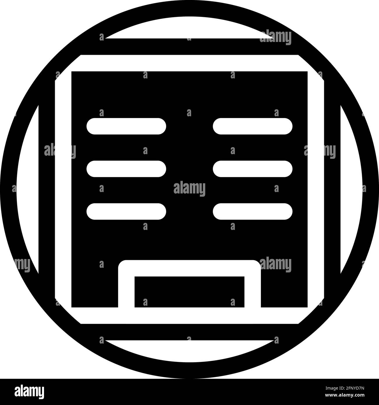 Big building icon in flat design with black color and outline on a line ...