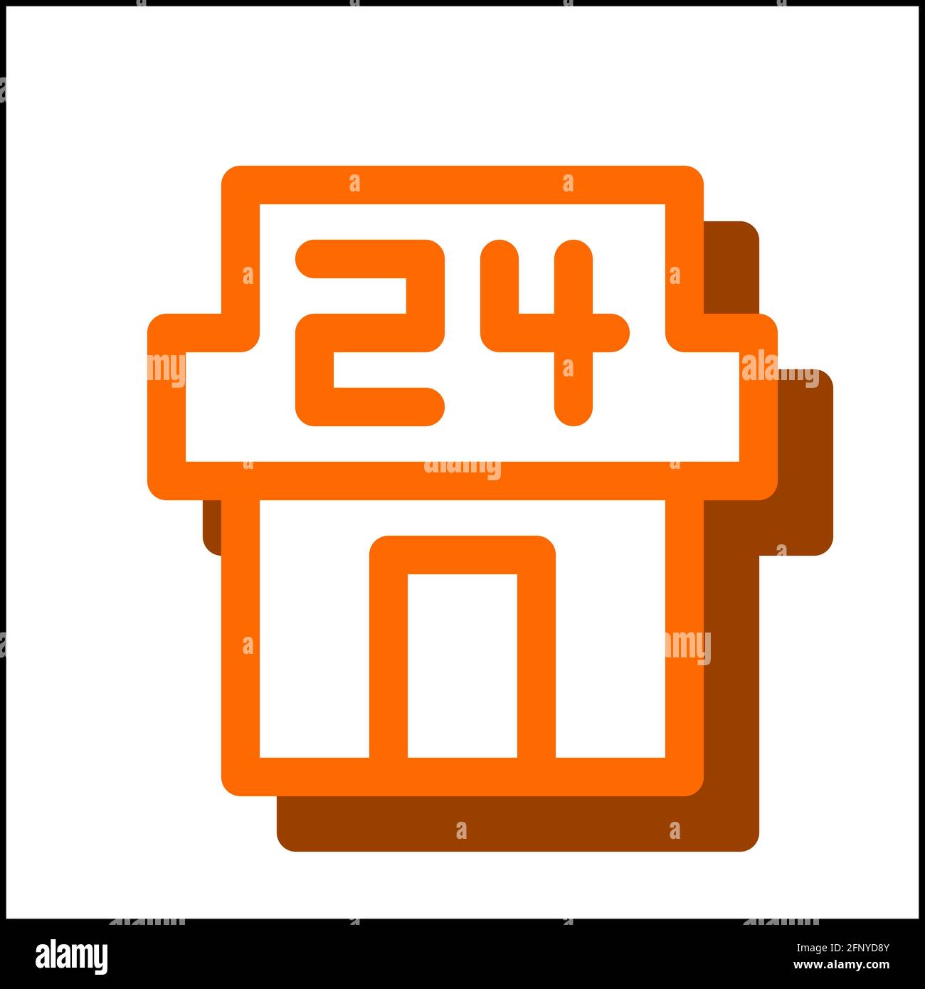 Convenience store icon in flat design with orange color and drop shadow ...