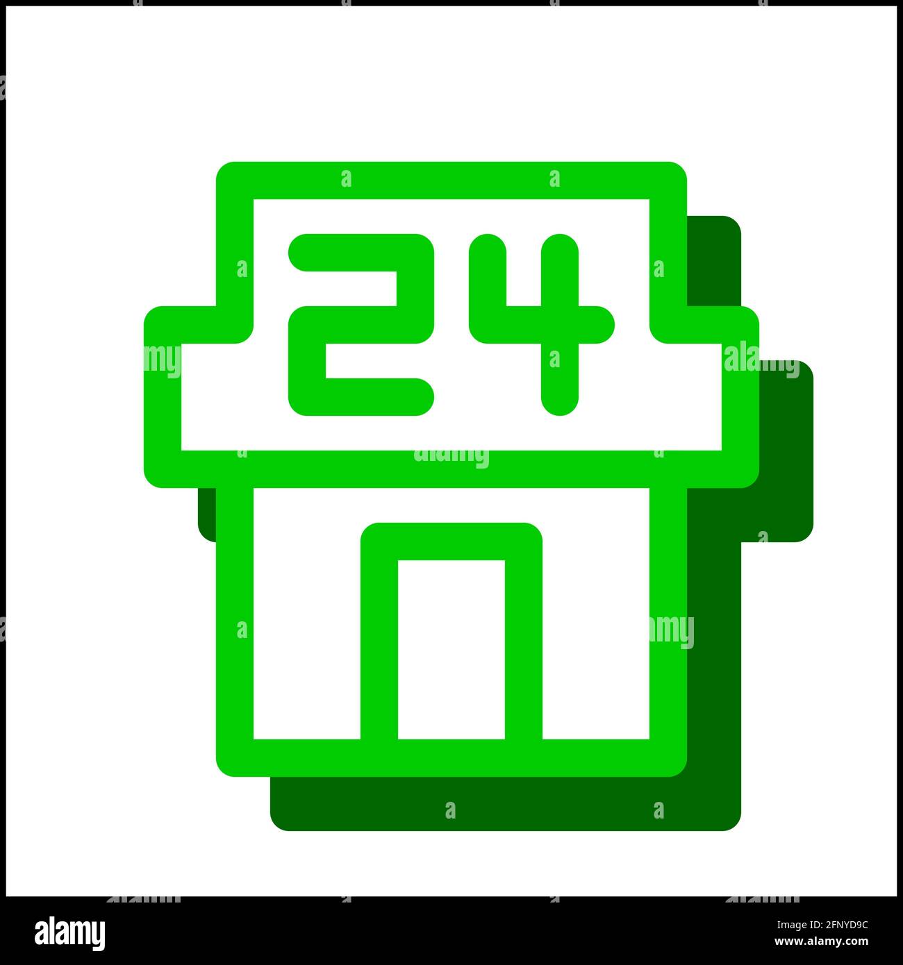 Convenience store icon in flat design with green color and drop shadow ...