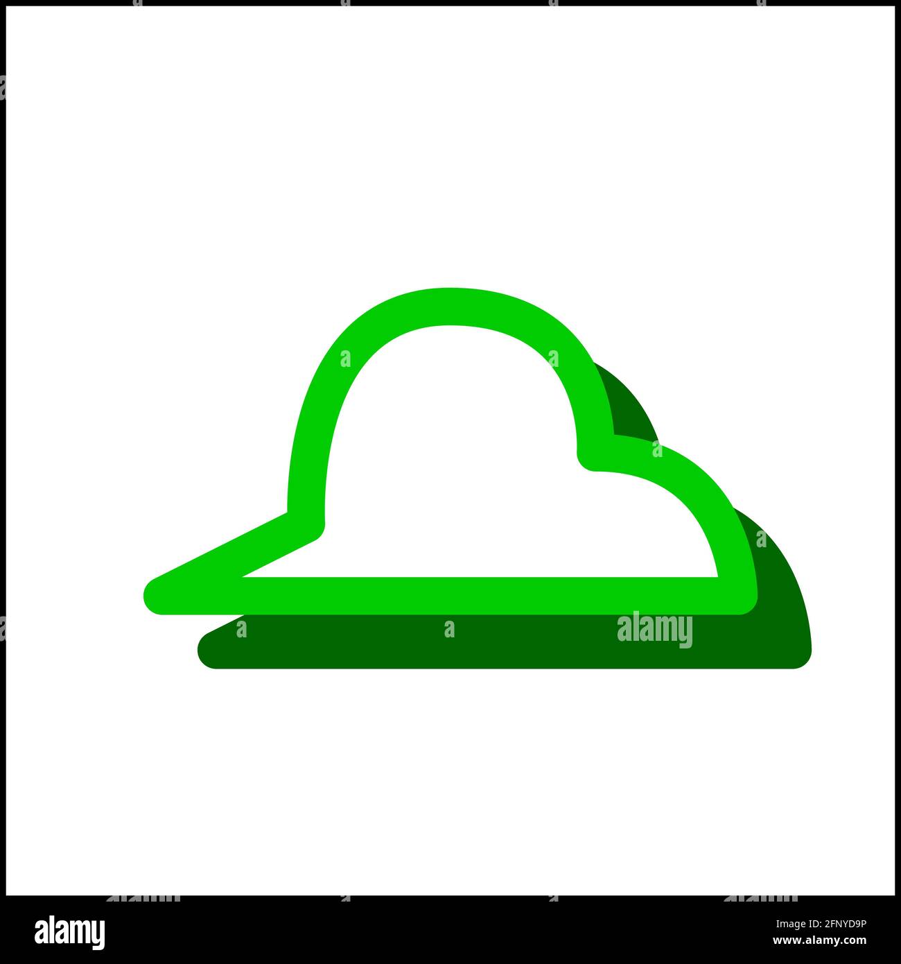 Sharp cloud icon in flat design with green color and drop shadow Stock ...