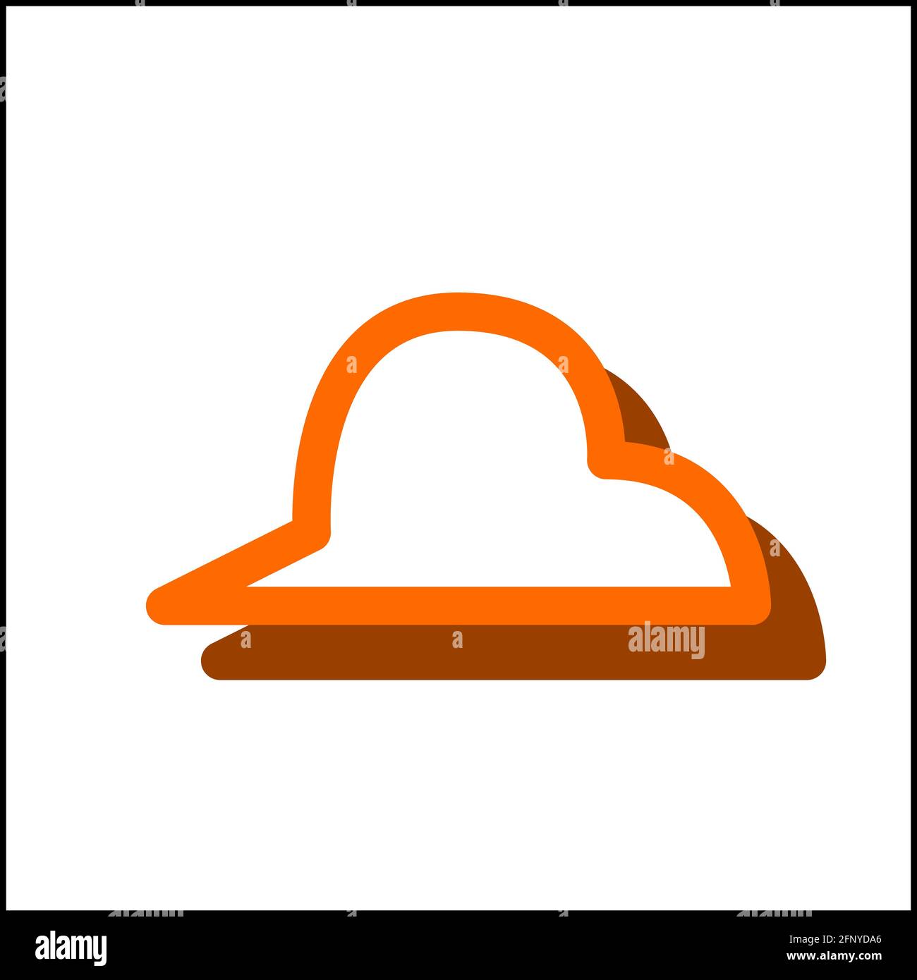Sharp cloud icon in flat design with orange color and drop shadow Stock ...
