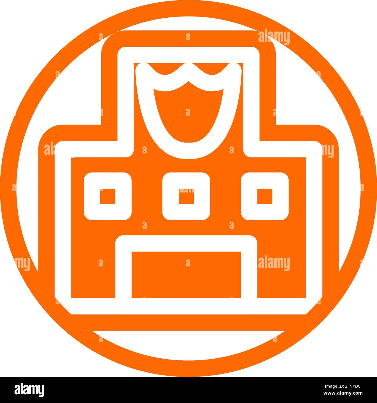Police station icon in flat design with orange color and outline on a ...