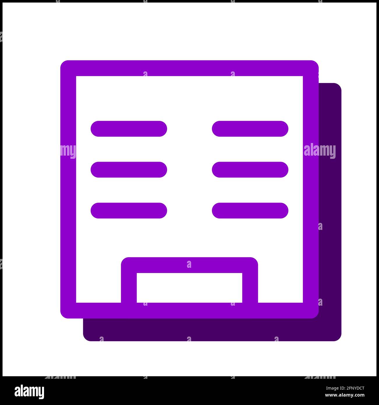 Big building icon in flat design with purple color and drop shadow ...