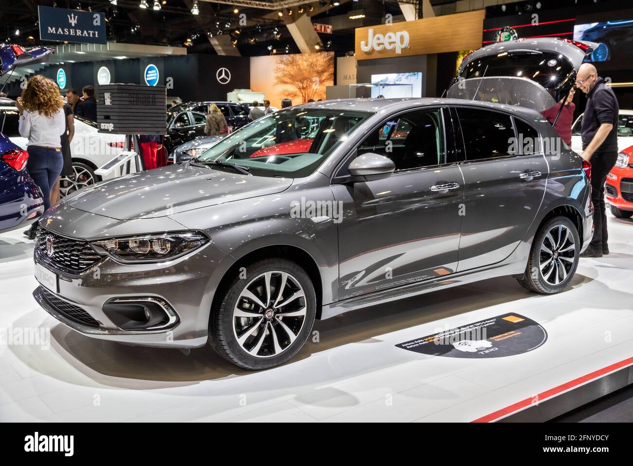 Fiat Tipo car showcased at the Brussels Expo Autosalon motor show ...