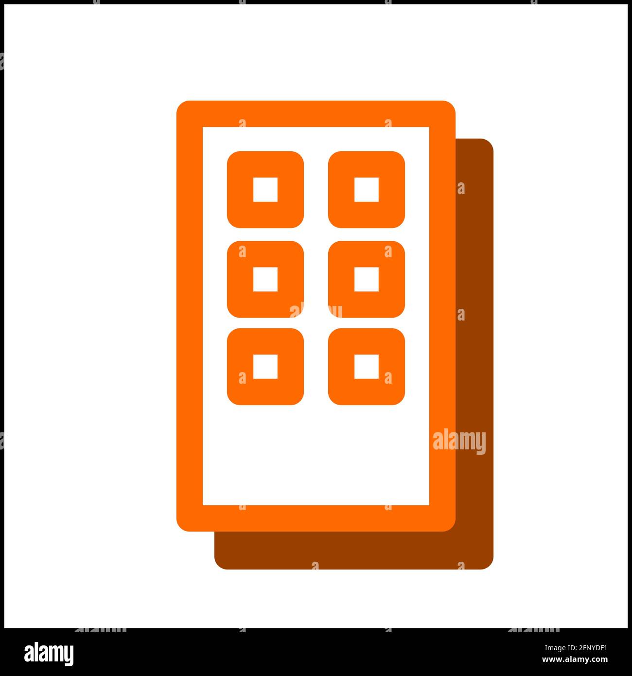 Big windows building icon in flat design with orange color and drop ...