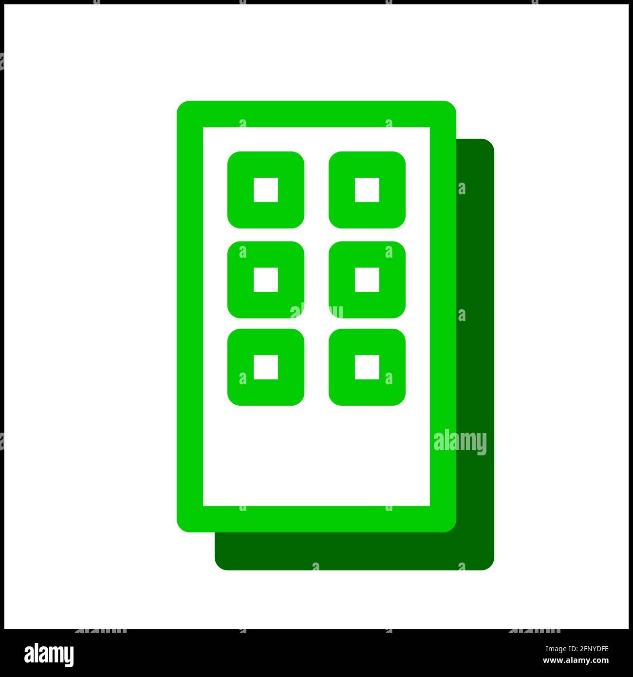 Big windows building icon in flat design with green color and drop ...