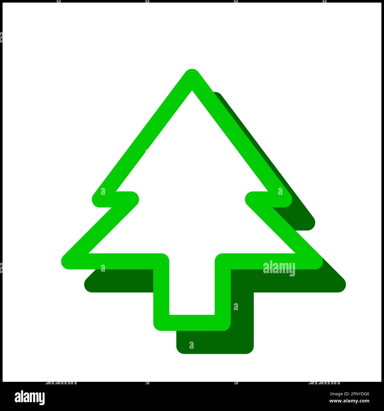 Sharp tree icon in flat design with green color and drop shadow Stock ...
