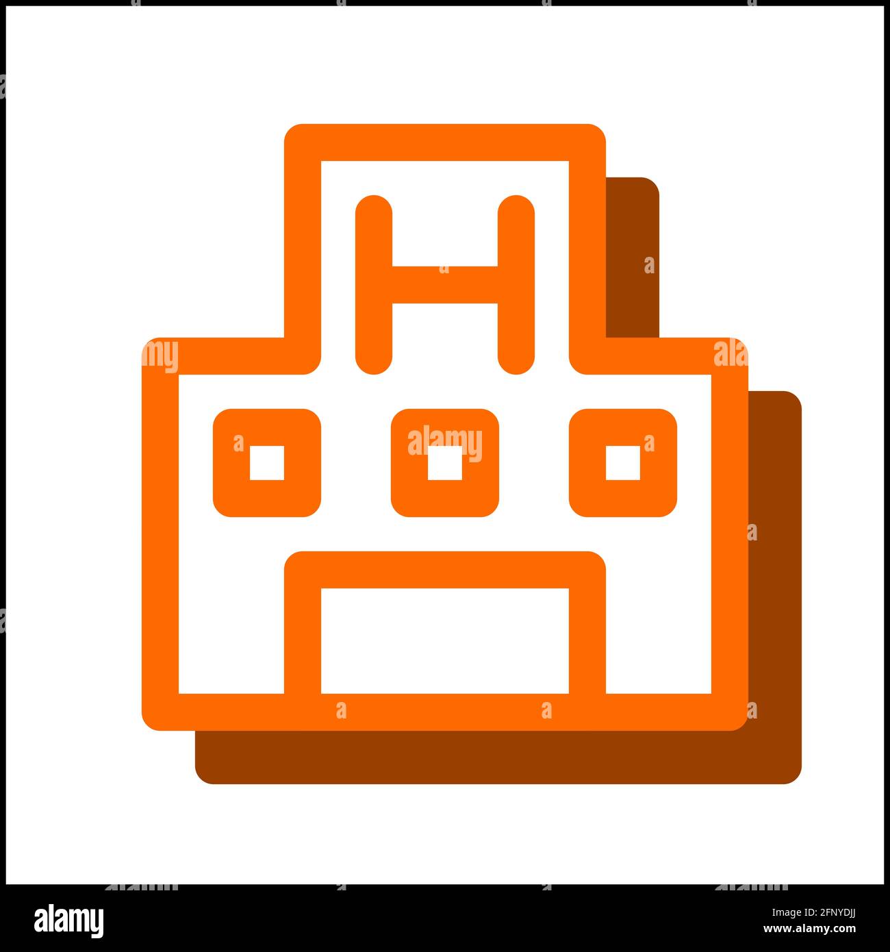 Hospital icon in flat design with orange color and drop shadow Stock ...
