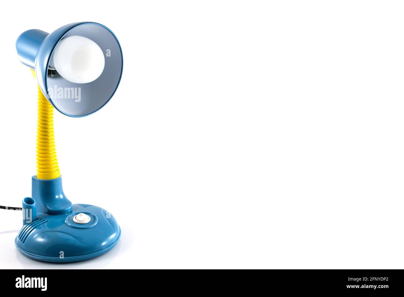 Blue and yellow desk lamp isolated on white background Stock Photo - Alamy