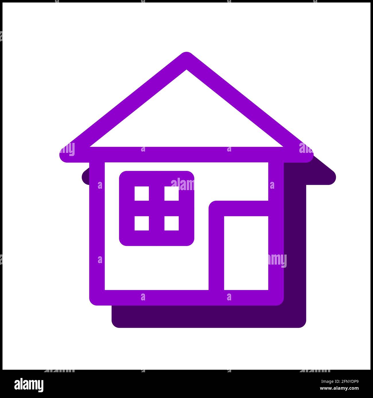 Standard house icon in flat design with purple color and drop shadow ...