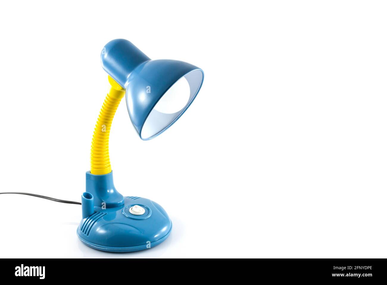 Blue and yellow desk lamp isolated on white background Stock Photo - Alamy