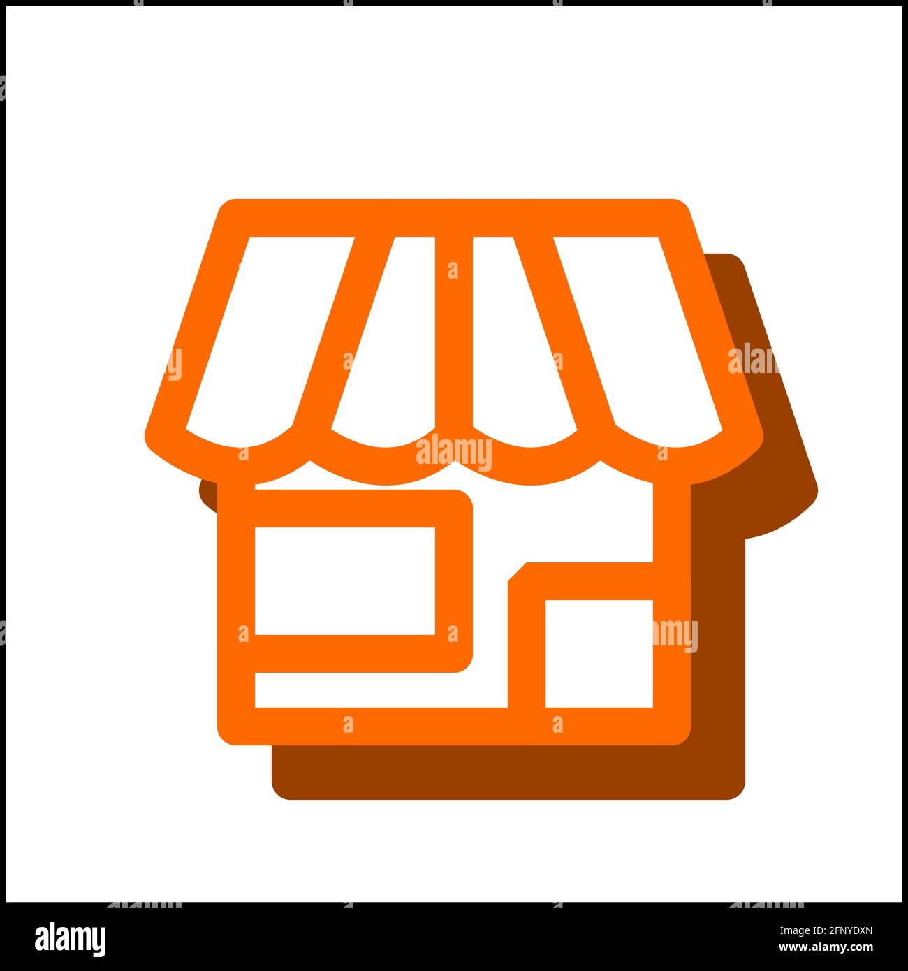 Shop icon in flat design with orange color and drop shadow Stock Vector ...