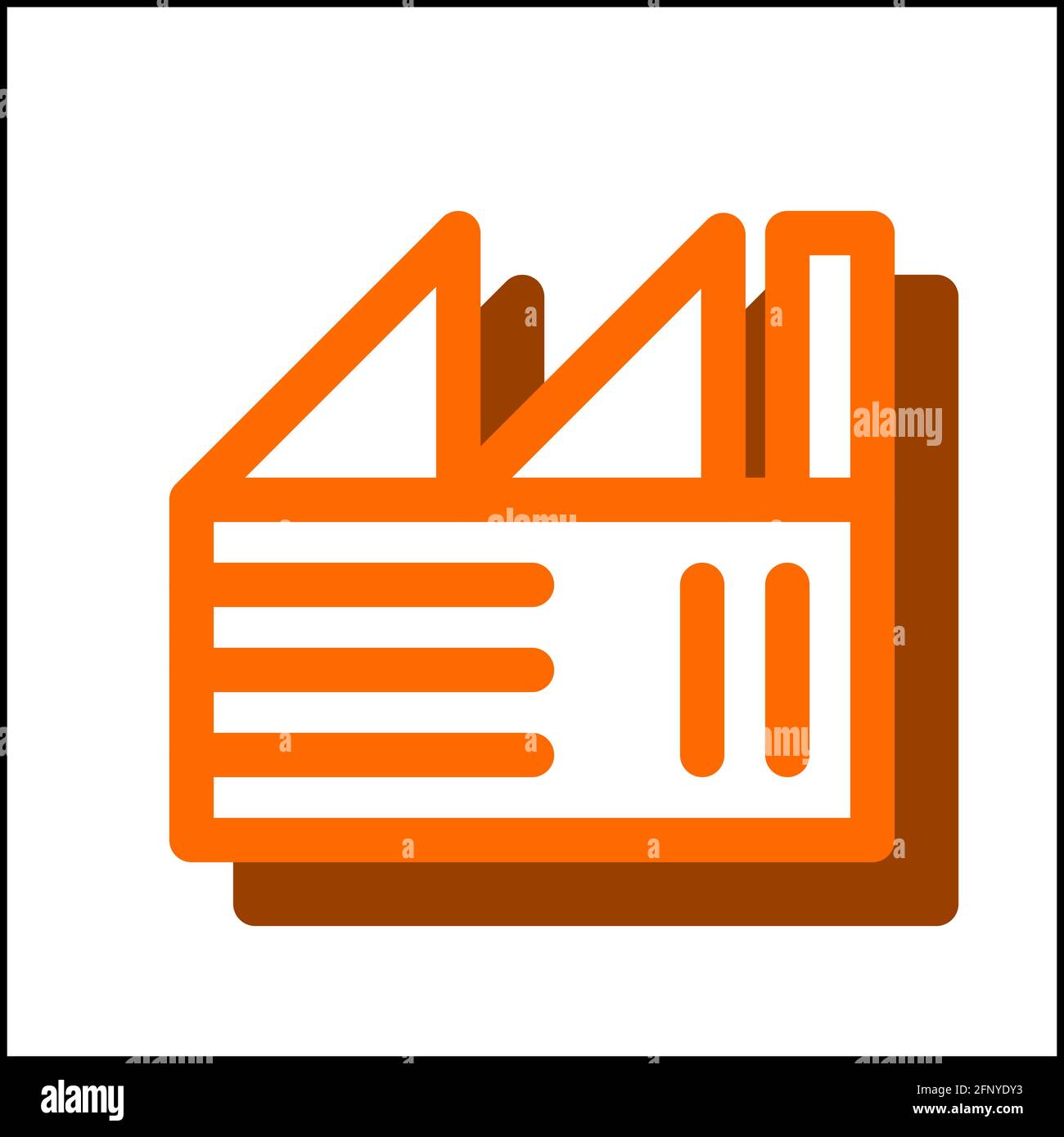 Factory icon in flat design with orange color and drop shadow Stock ...