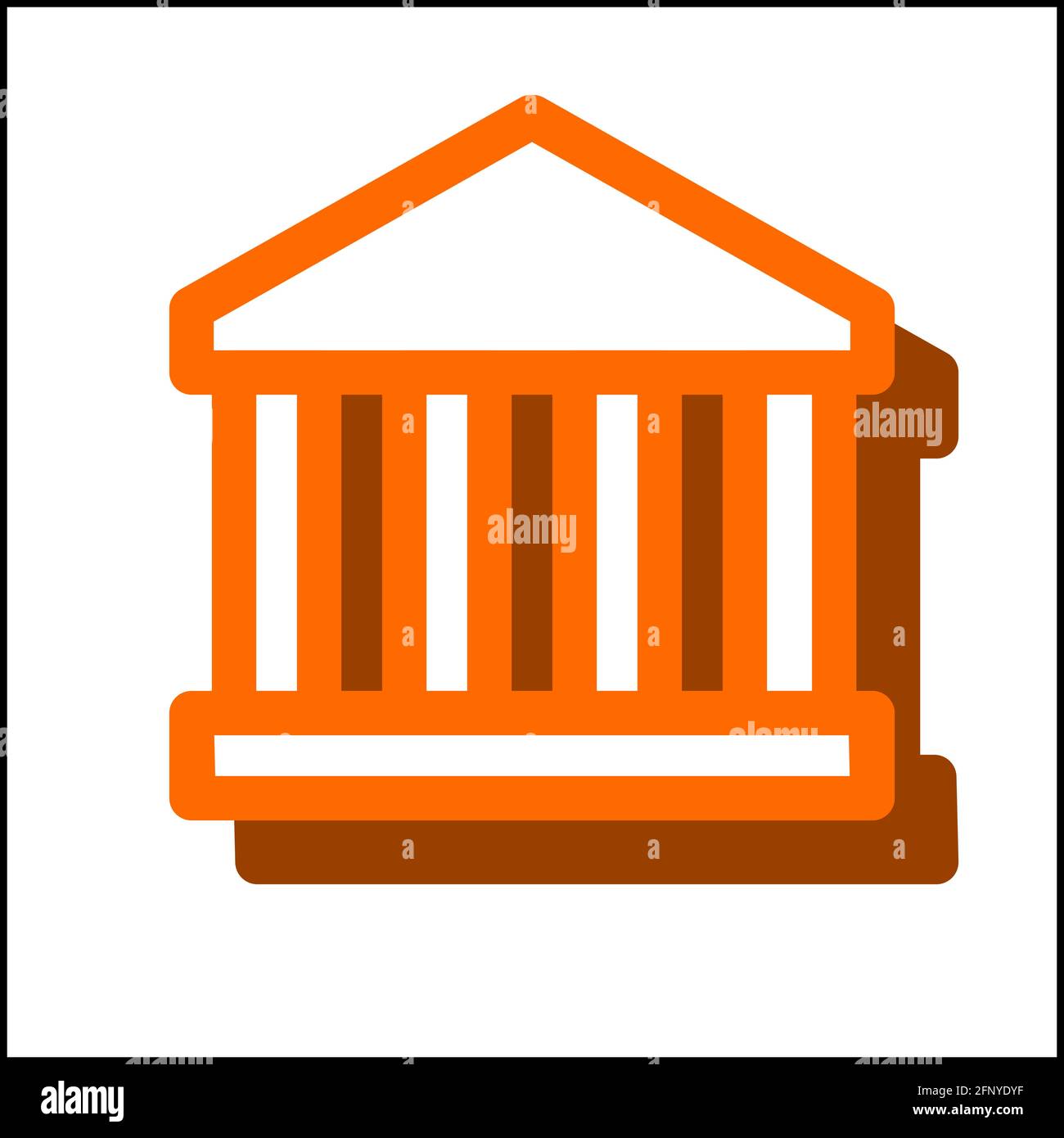 Bank icon in flat design with orange color and drop shadow Stock Vector ...