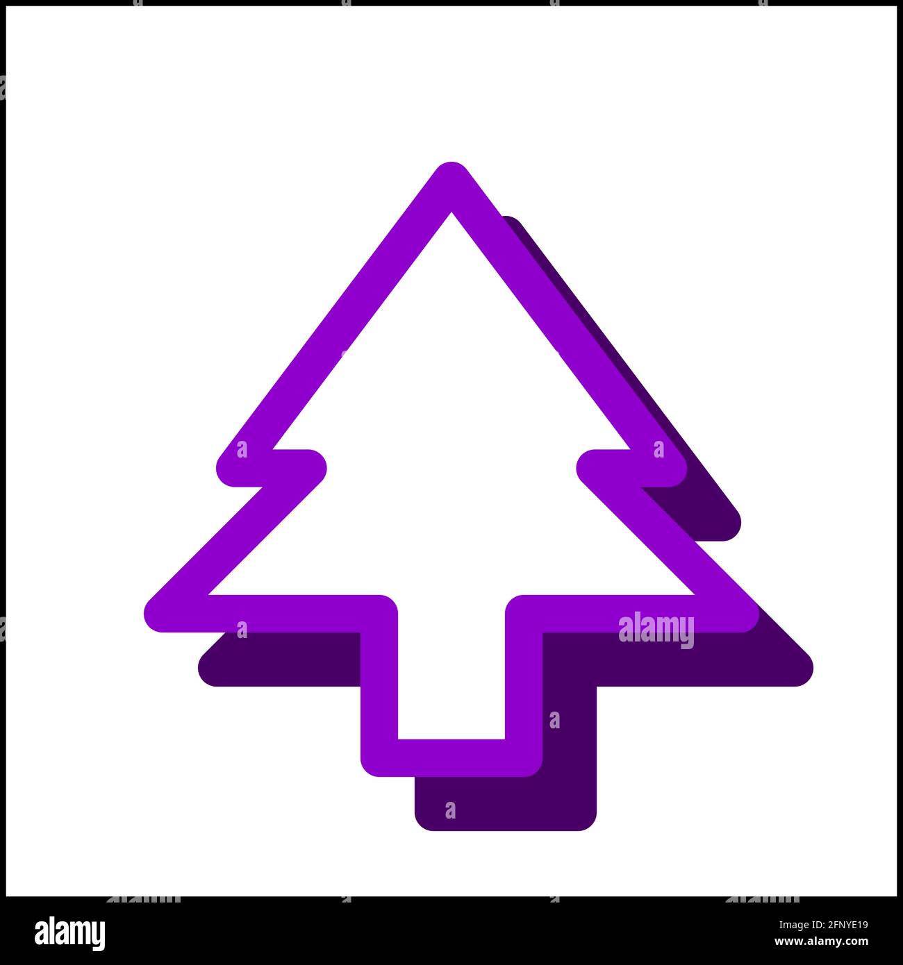 Sharp tree icon in flat design with purple color and drop shadow Stock ...