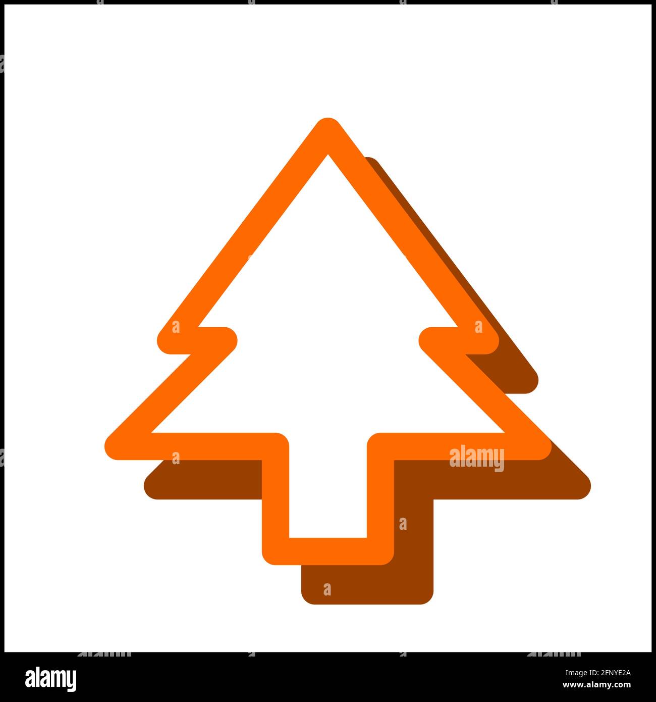 Sharp tree icon in flat design with orange color and drop shadow Stock ...