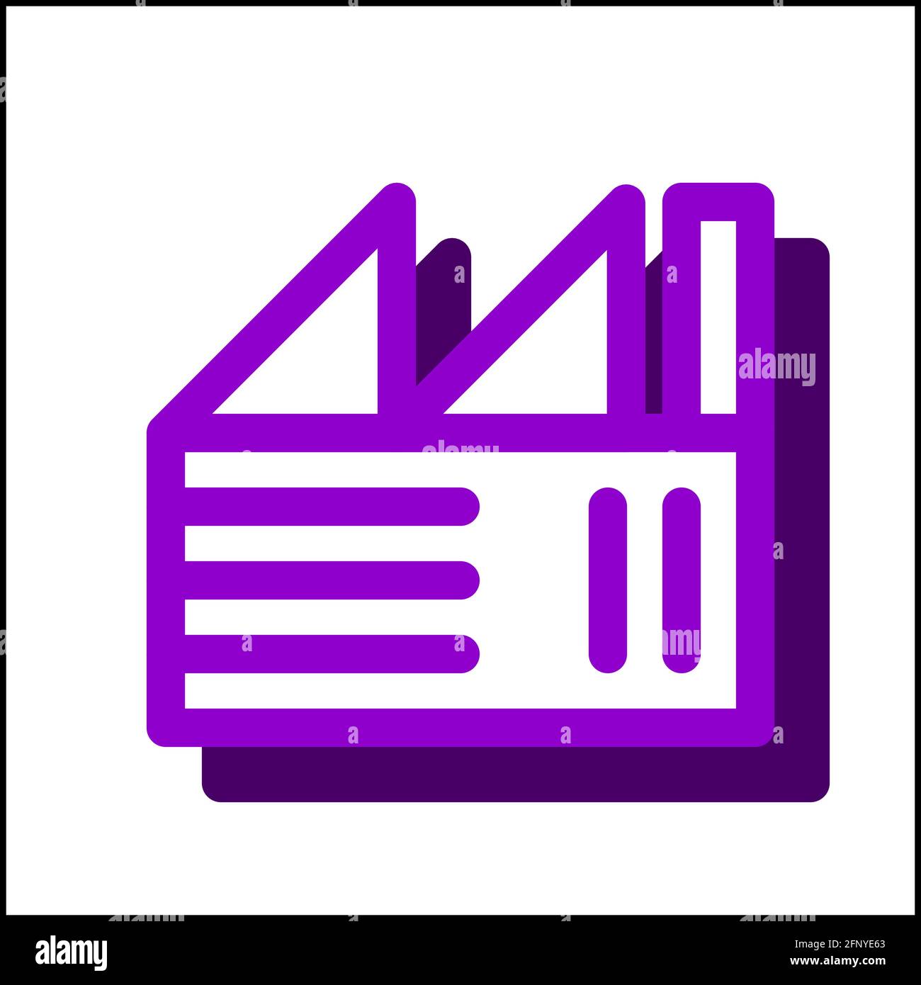 Factory icon in flat design with purple color and drop shadow Stock ...