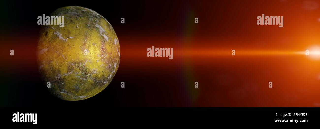 forest planet, green and biologically active alien planet in a distant ...