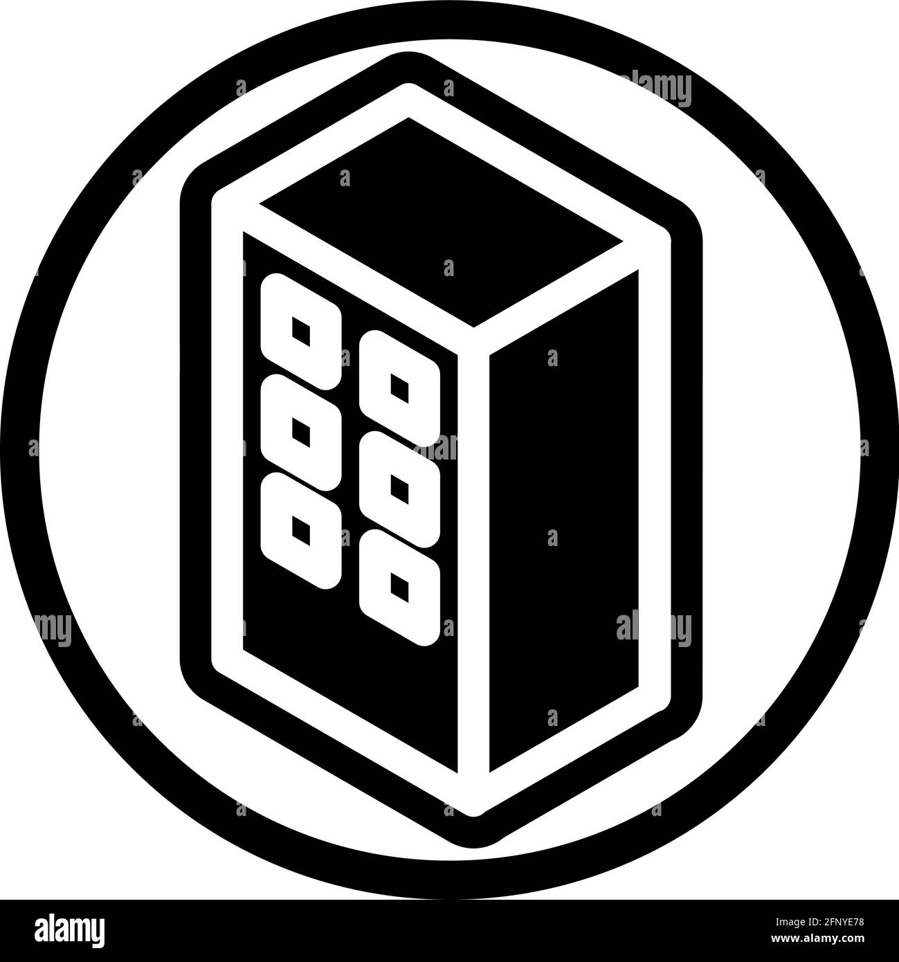 Big windows building icon in isometric flat design with black color and ...