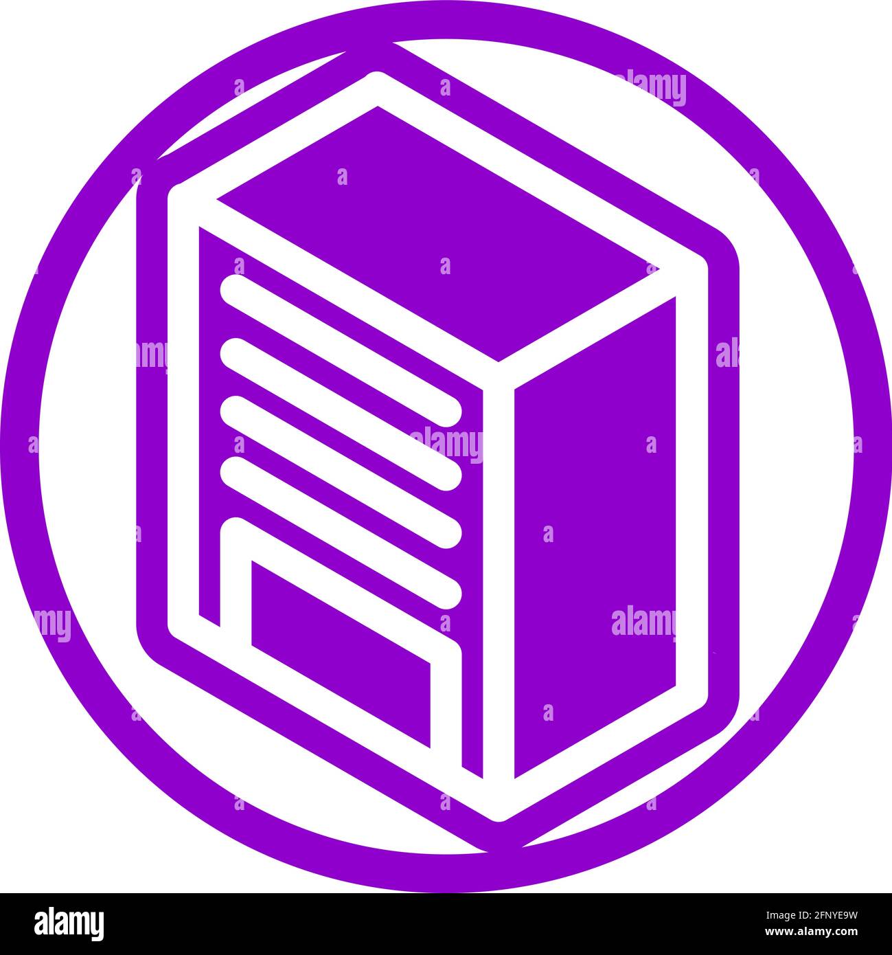 Standard building icon in isometric flat design with purple color and ...