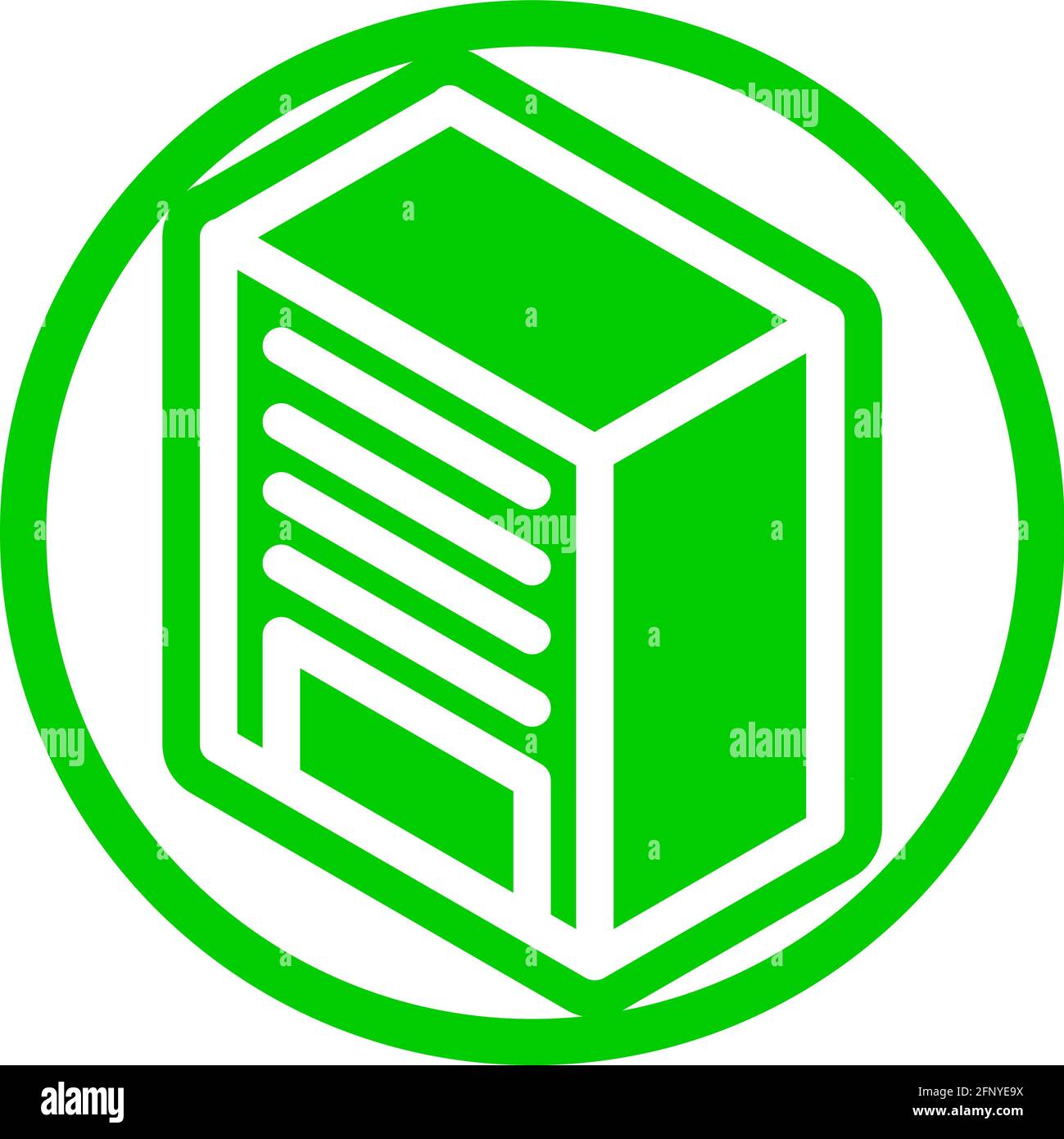 Standard building icon in isometric flat design with green color and ...