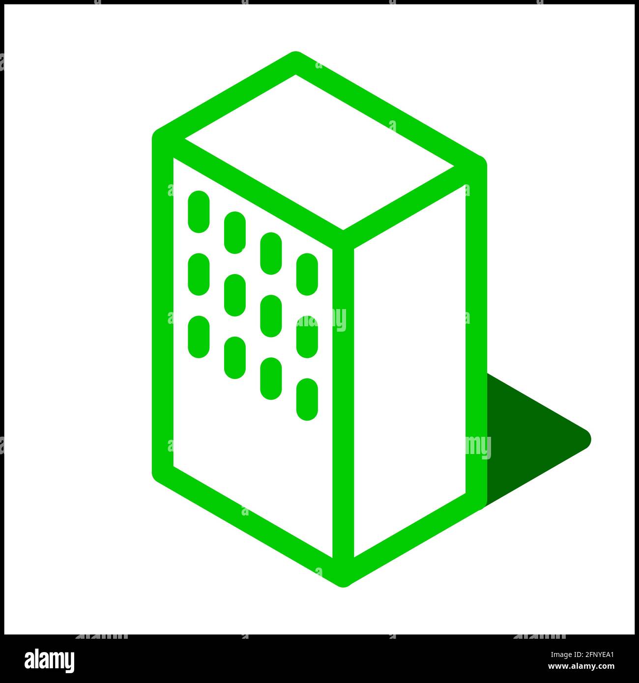 Many windows building icon in isometric flat design with green color ...