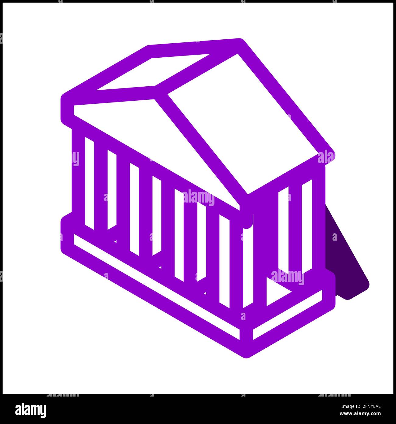 Bank icon in isometric flat design with purple color and shape of a ...