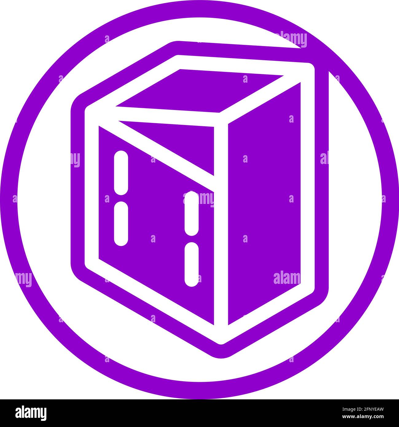Small building icon in isometric flat design with purple color and ...
