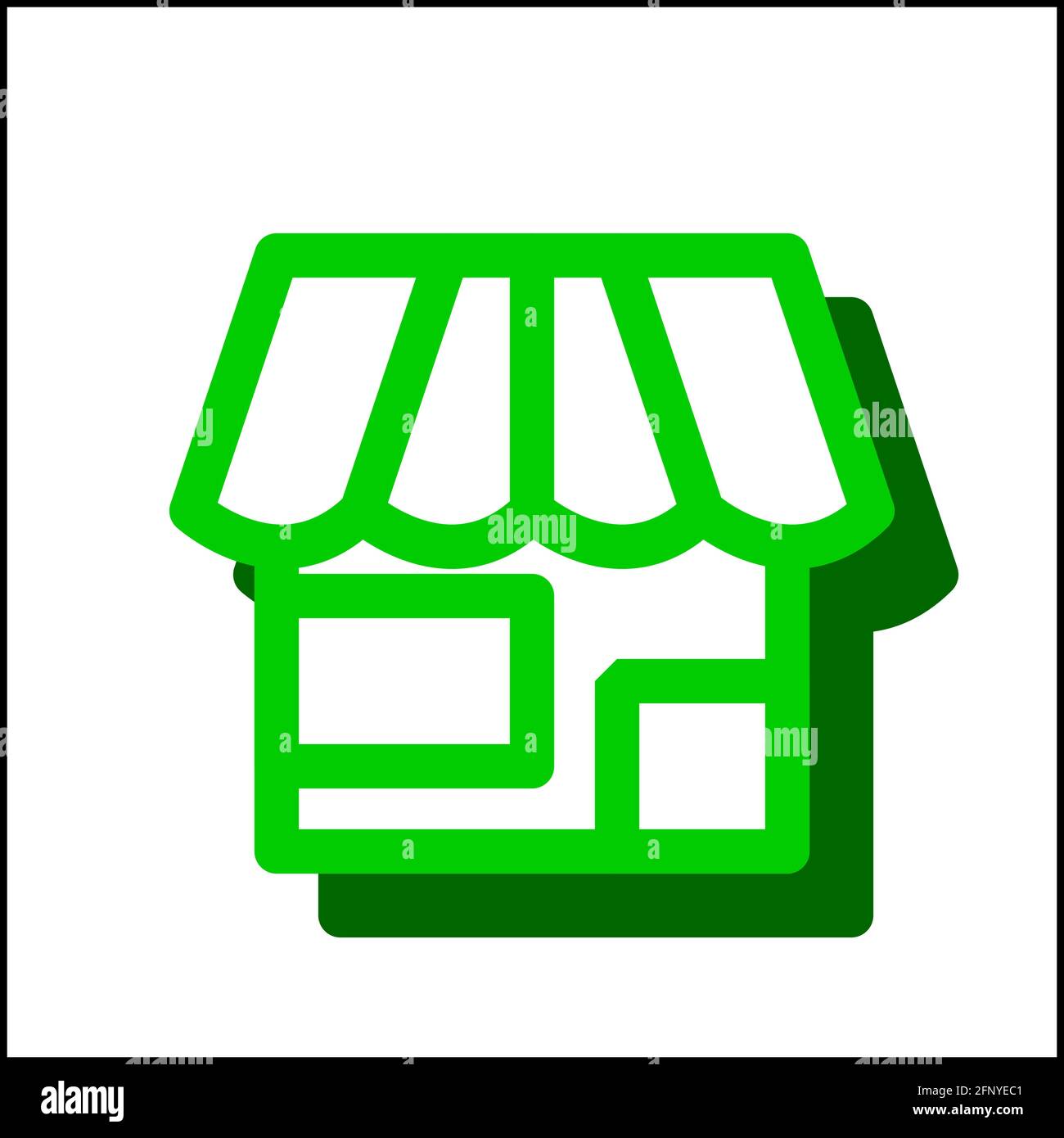 Shop icon in flat design with green color and drop shadow Stock Vector ...