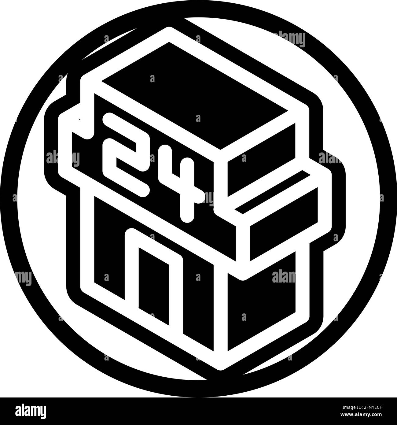 Convenience store icon in isometric flat design with black color and ...