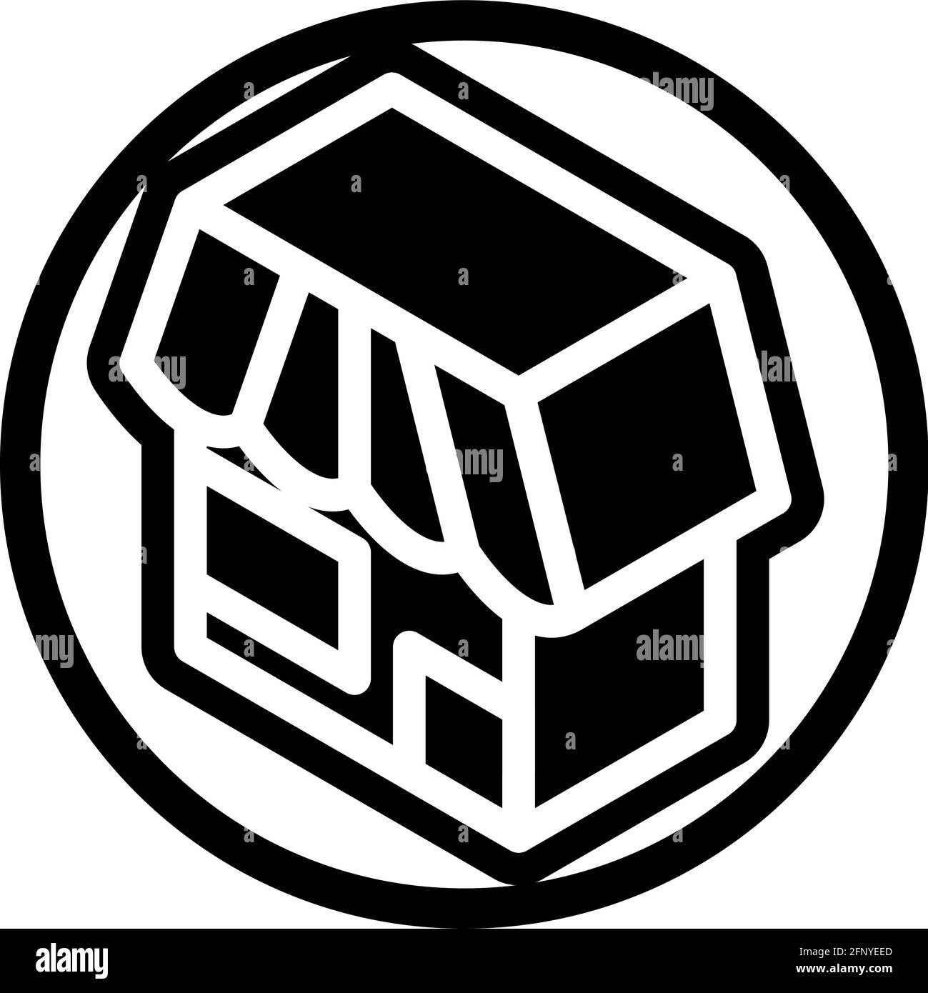 Shop icon in isometric flat design with black color and outline on a ...