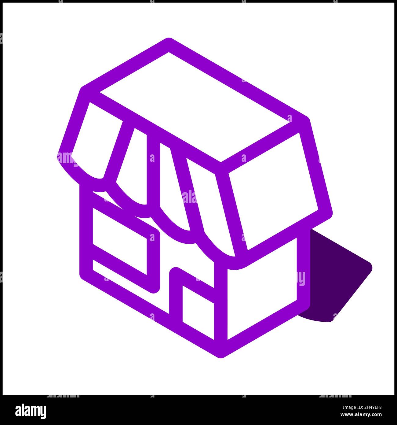 Shop icon in isometric flat design with purple color and shape of a ...