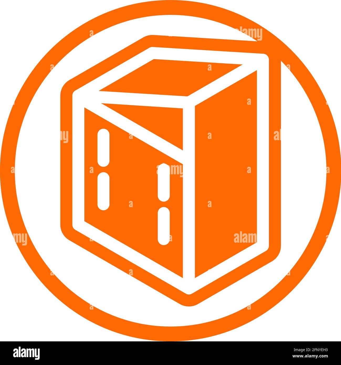Small building icon in isometric flat design with orange color and ...