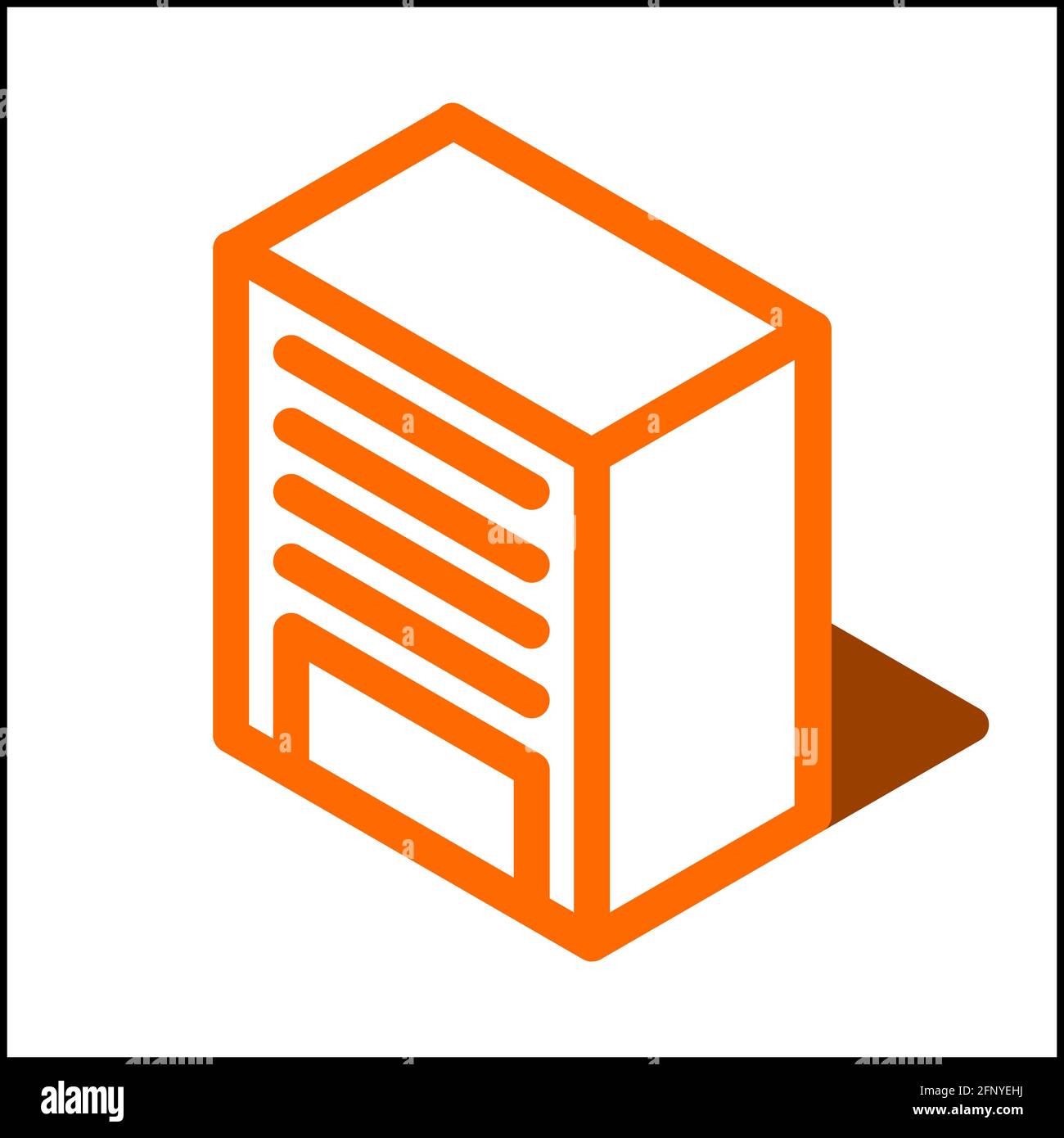 Standard building icon in isometric flat design with orange color and ...
