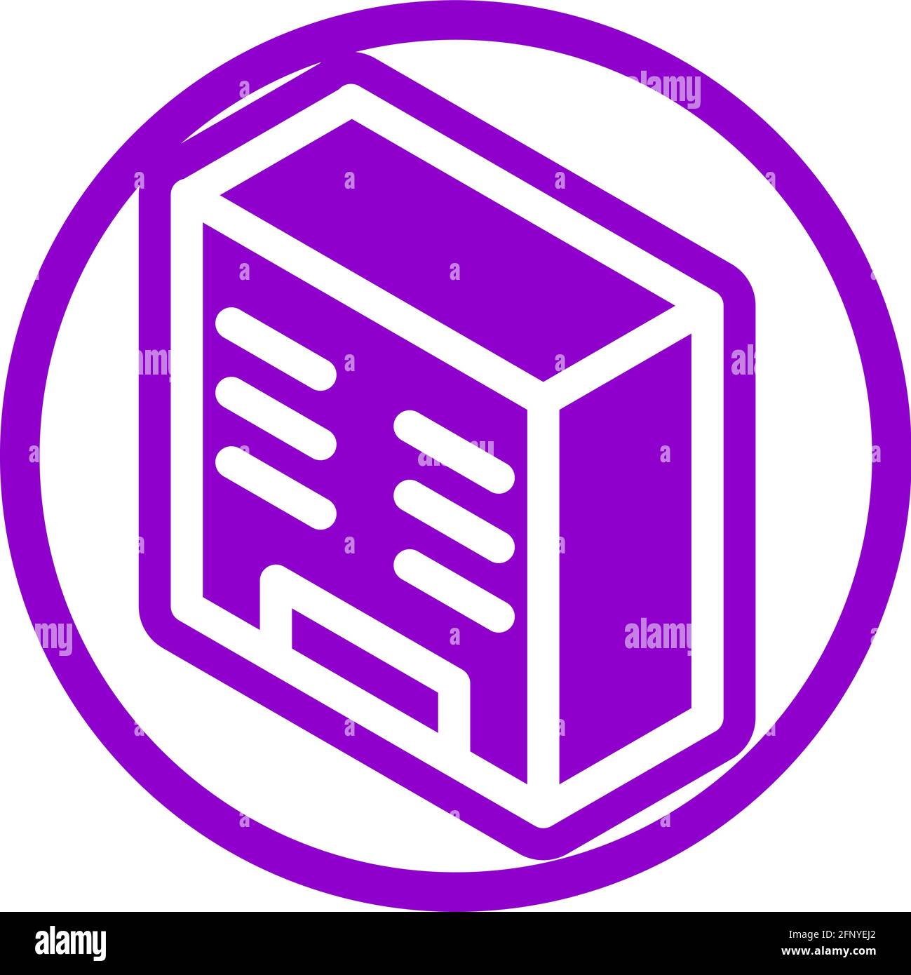 Big building icon in isometric flat design with purple color and ...