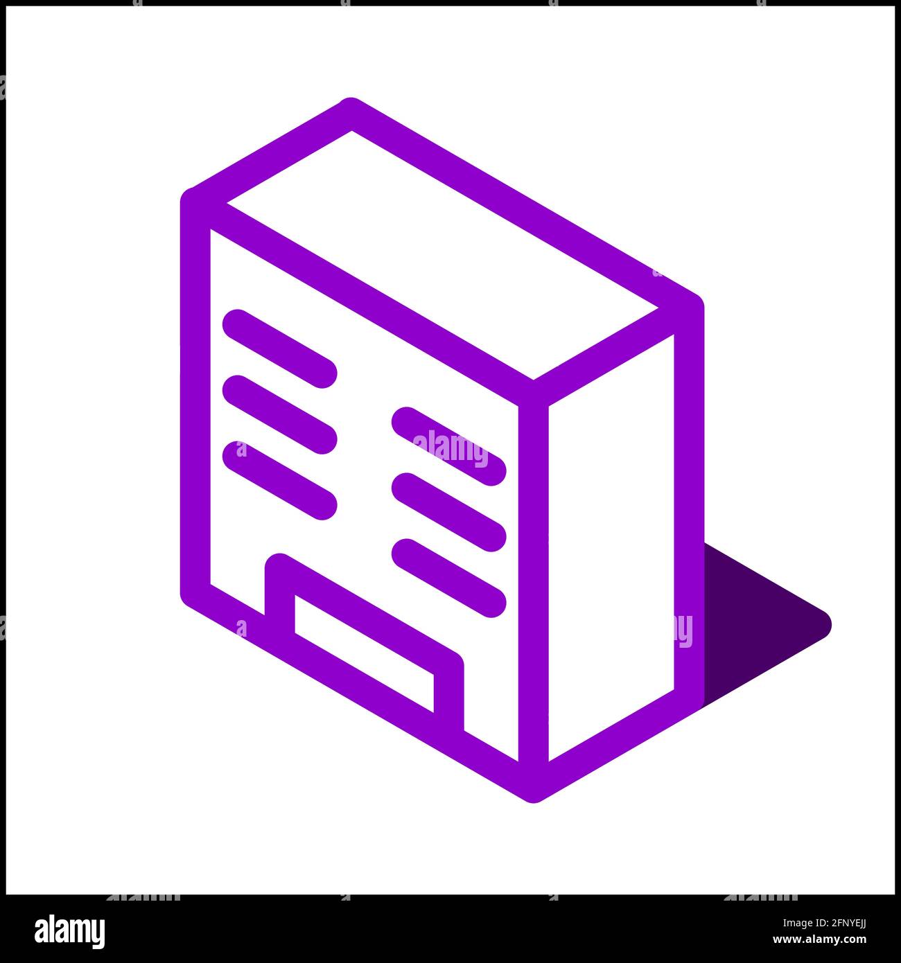 Big building icon in isometric flat design with purple color and shape ...