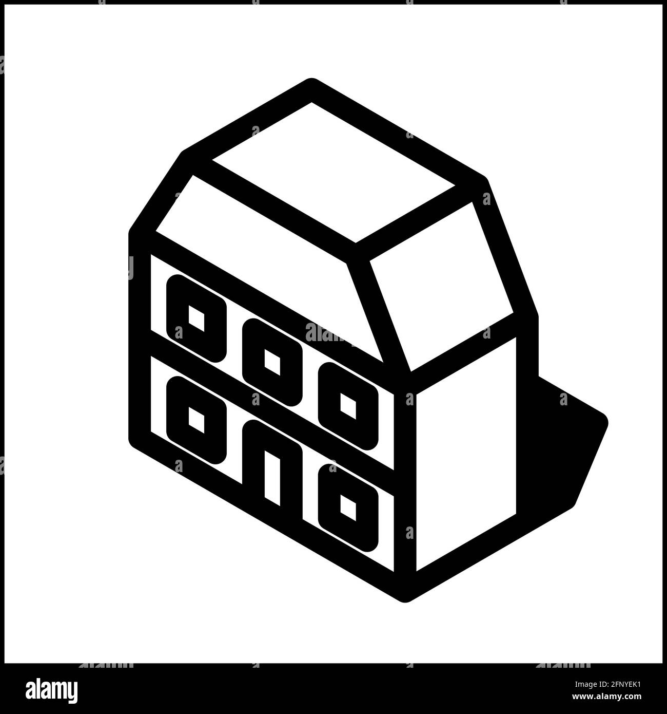 Apartment icon in isometric flat design with black color and shape of a ...
