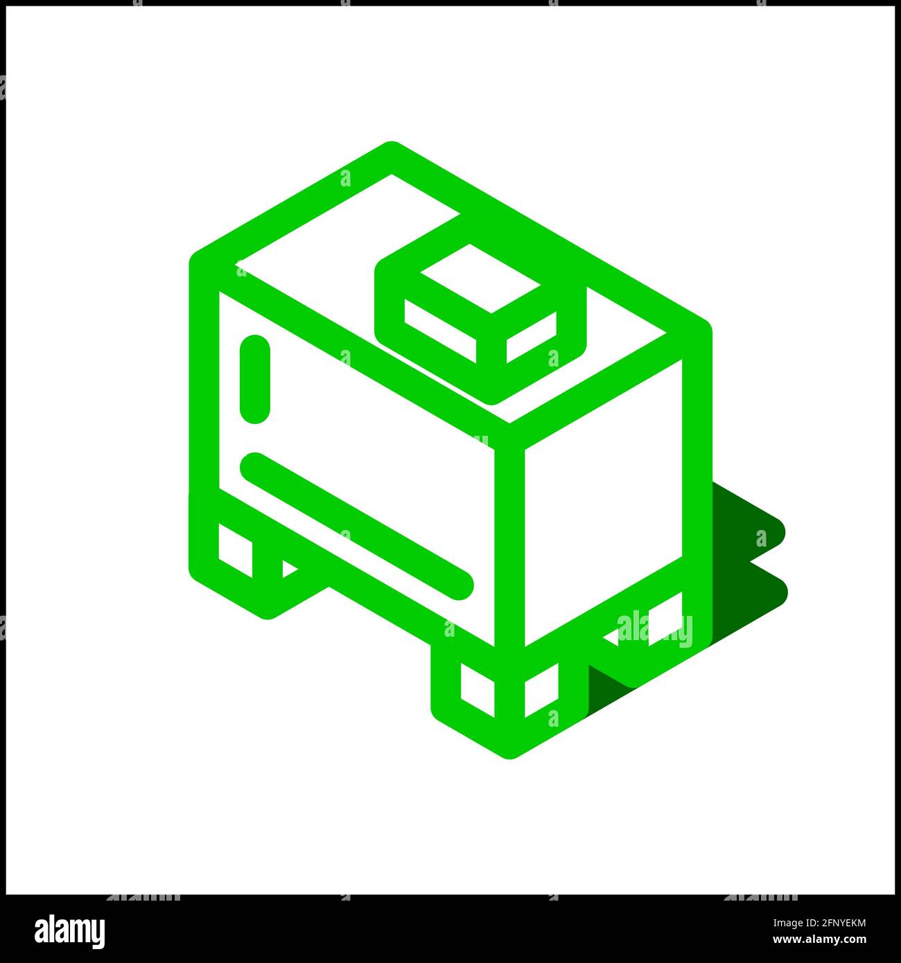 icon in isometric flat design with green color and shape of a shadow ...