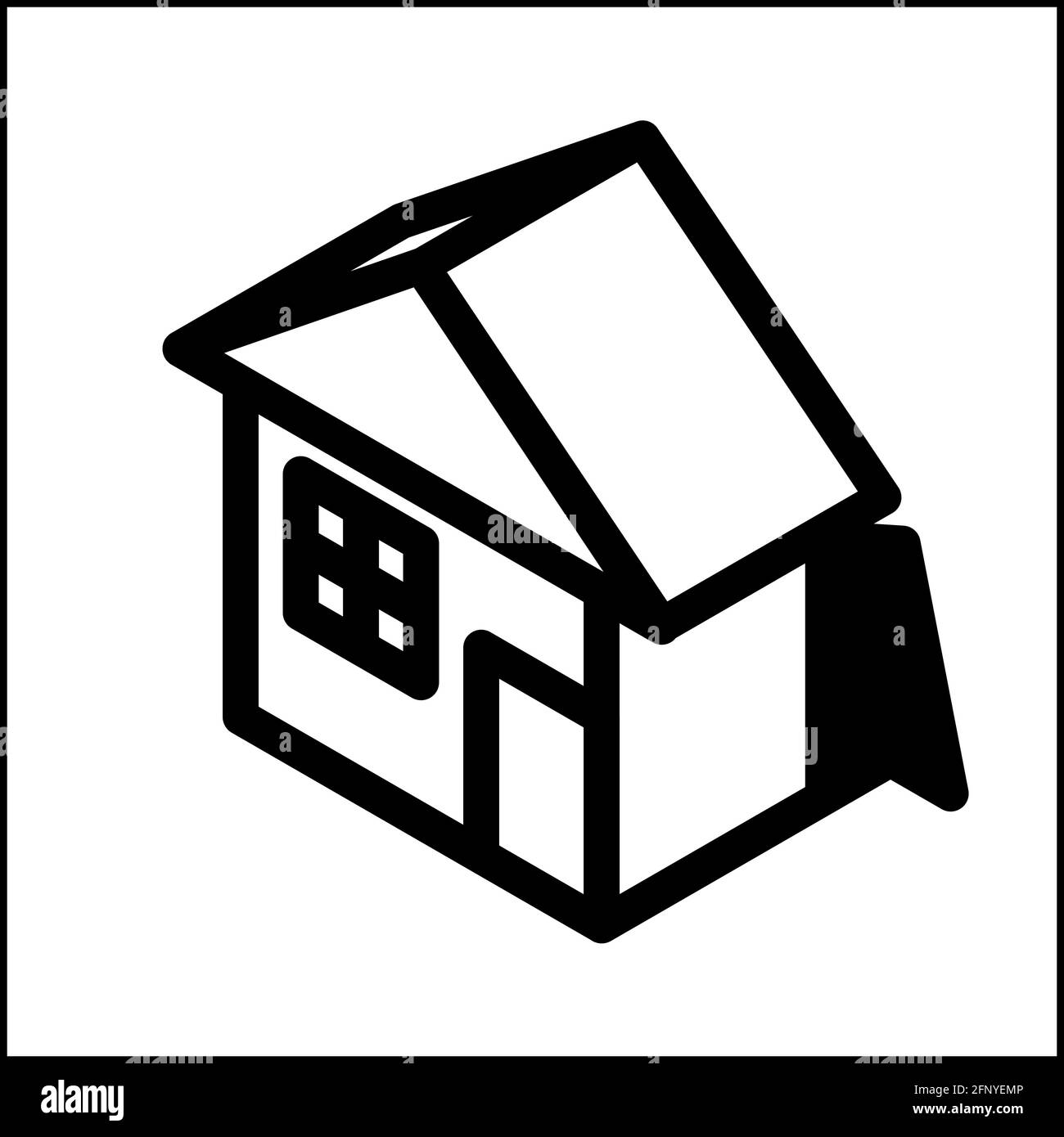 Standard house icon in isometric flat design with black color and shape ...