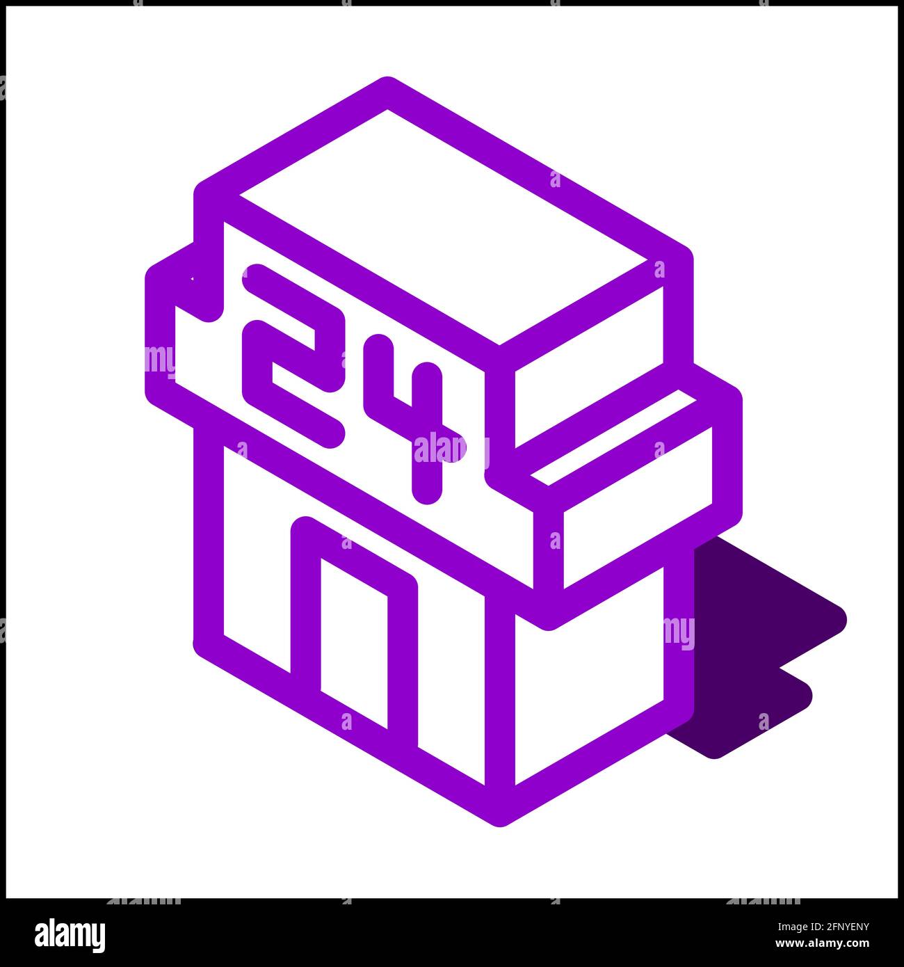 Convenience store icon in isometric flat design with purple color and ...
