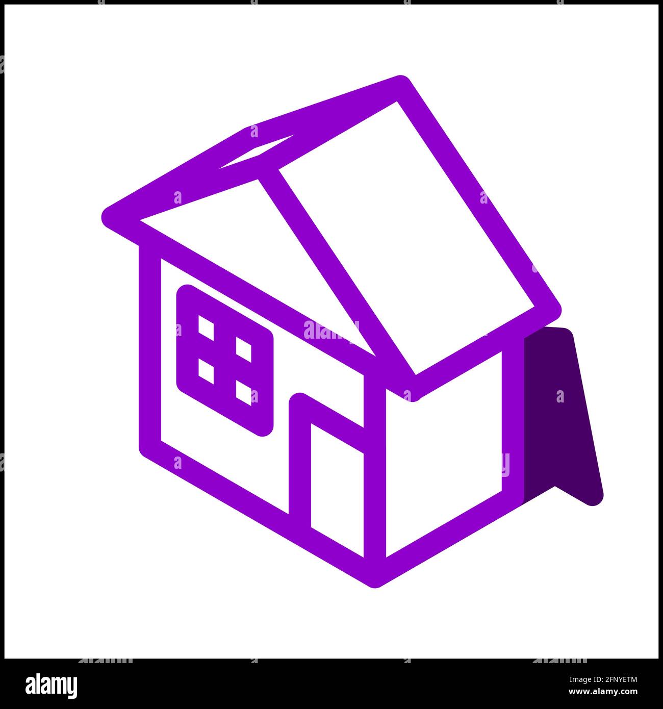 Standard house icon in isometric flat design with purple color and ...
