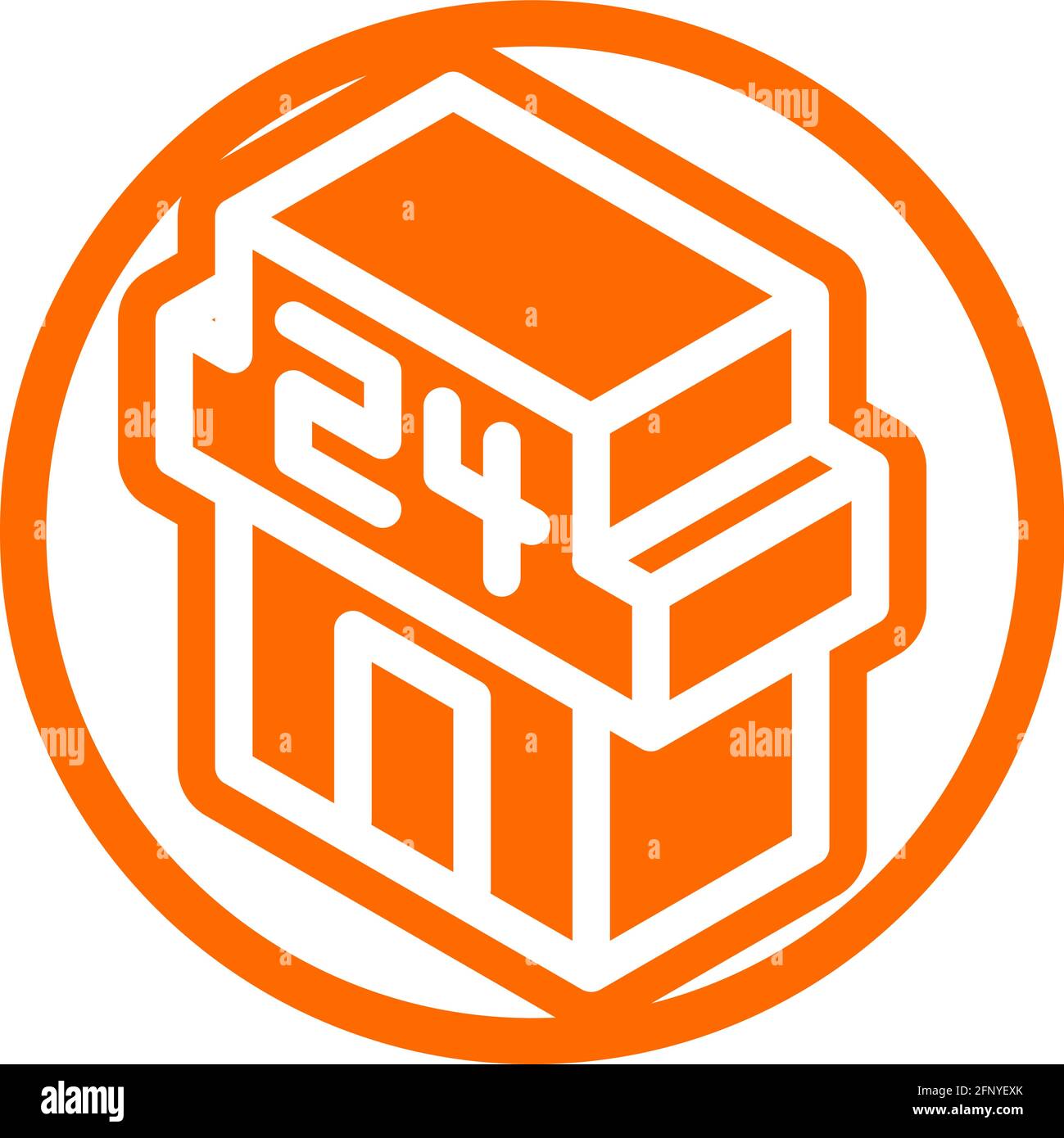 Convenience store icon in isometric flat design with orange color and ...