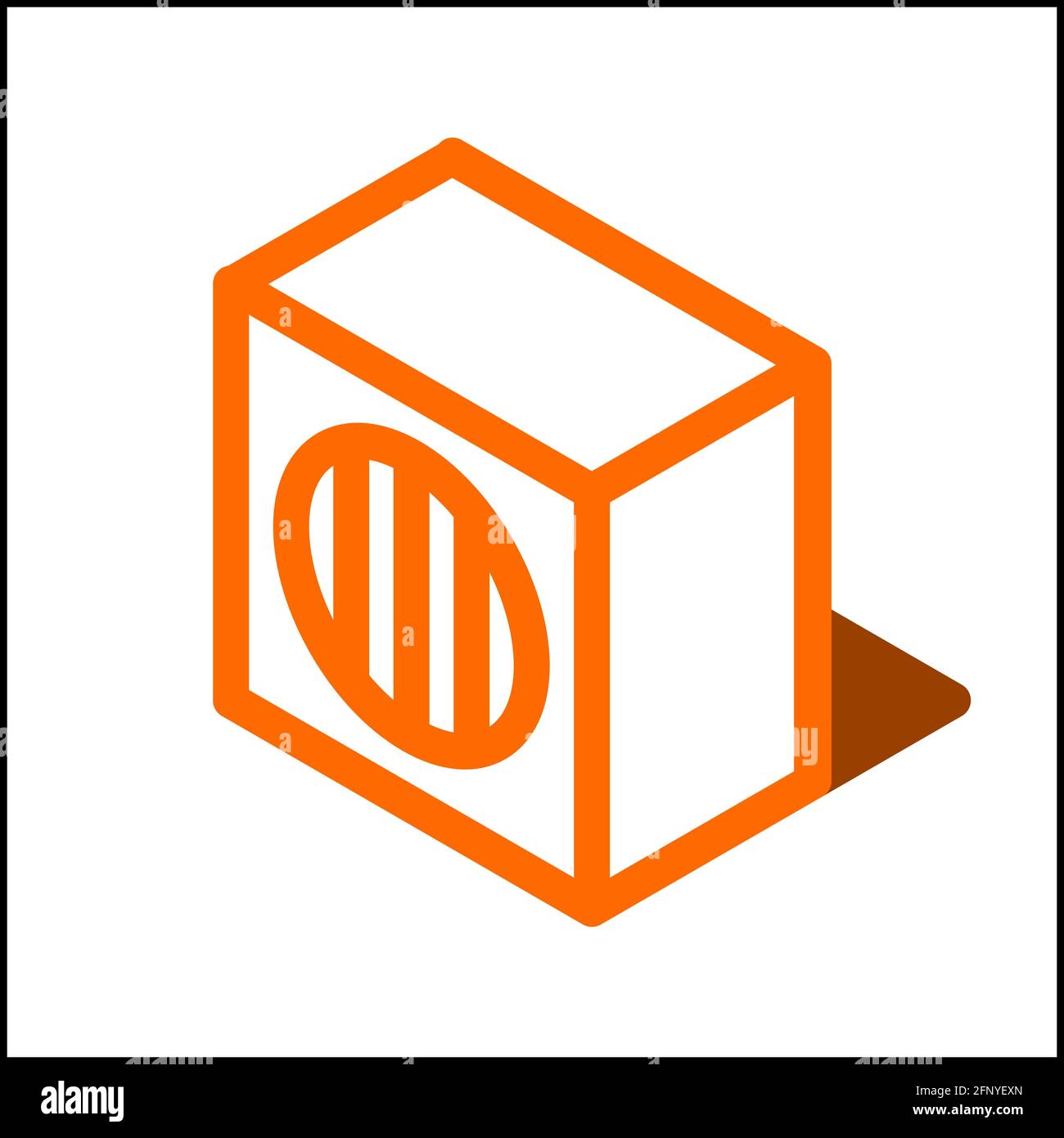 Outdoor unit icon in isometric flat design with orange color and shape ...