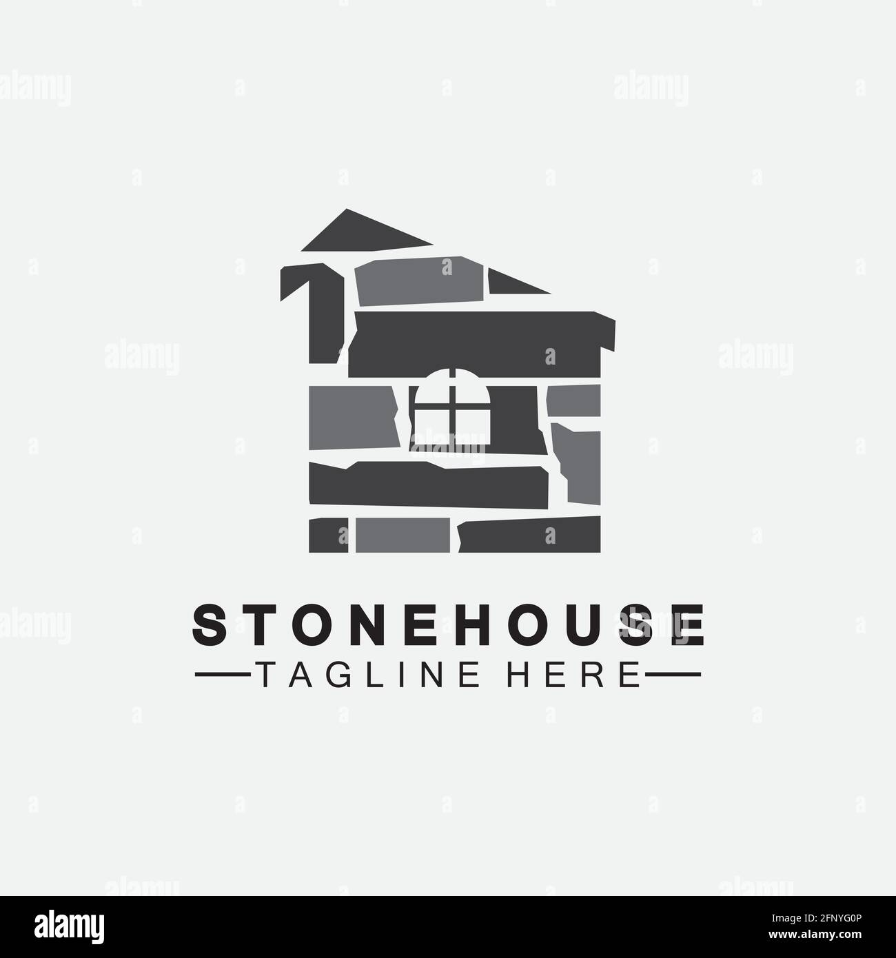 Stone house hipster vintage logo vector icon illustration design,brick ...