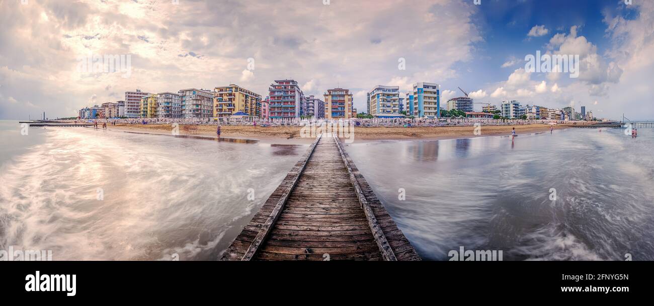 Panorama of Lido di Jesolo tourist city beach, Italy, Veneto Stock ...
