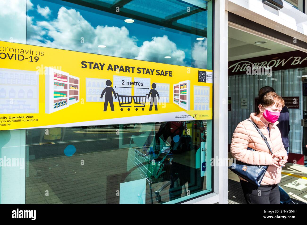 Letterkenny, County Donegal, Ireland. Social distancing signage at the ...