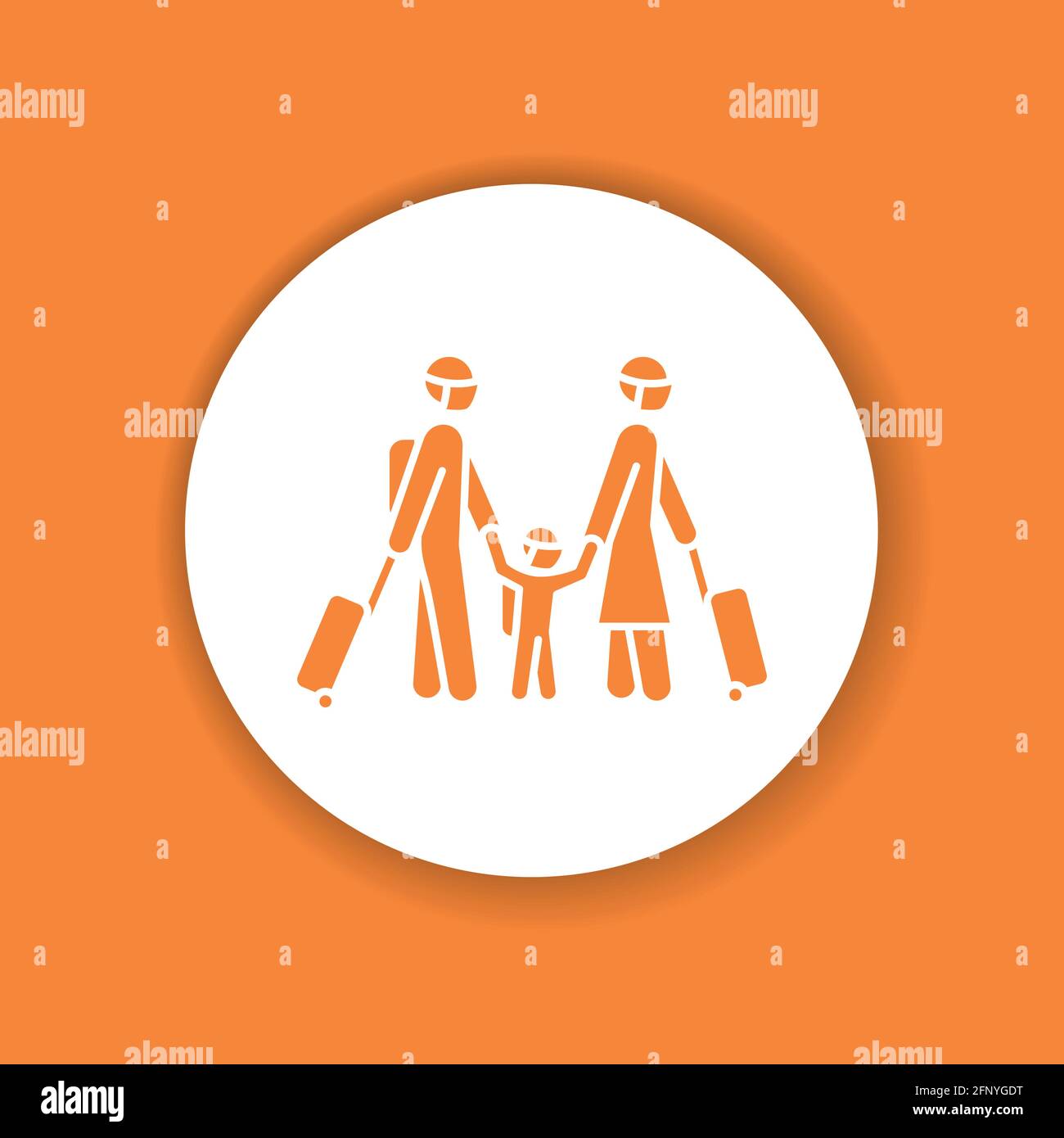Family with luggage color glyph icon. Safe travel. Pictogram for web ...