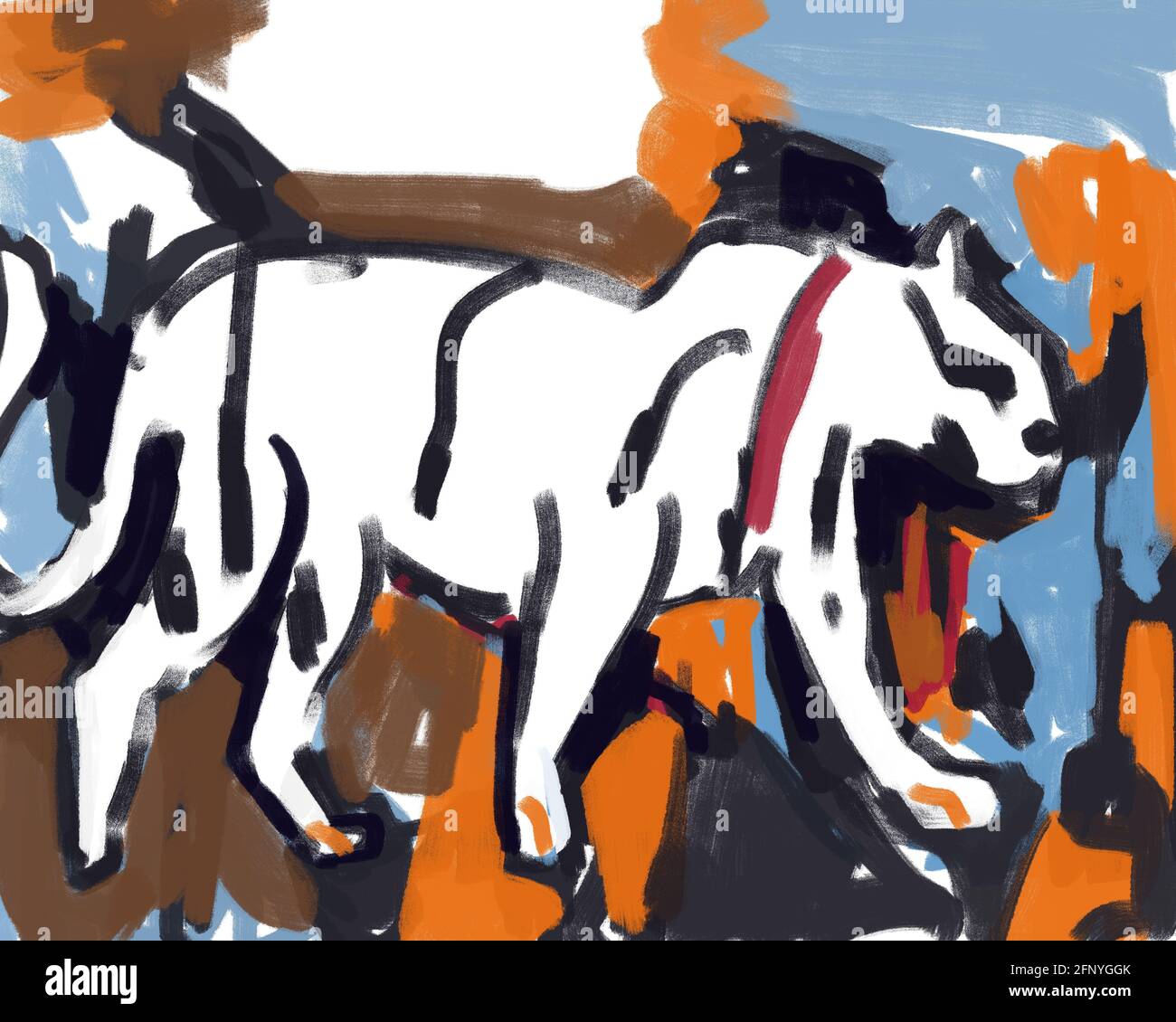 Animal Tiger modern painting with Basquiat and post expressionism art ...